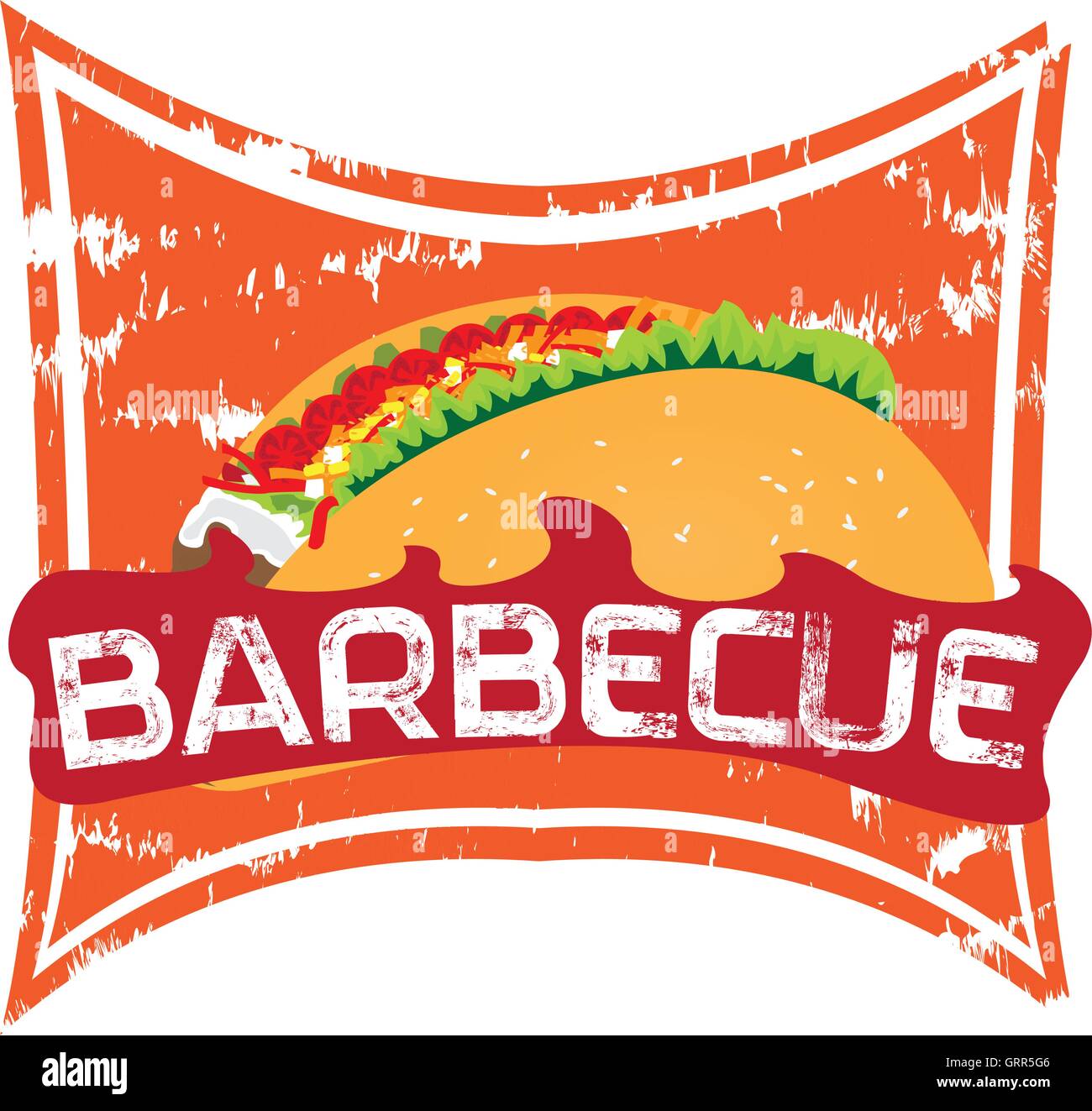 Isolated barbecue stamp with a taco, Vector illustration Stock Vector ...