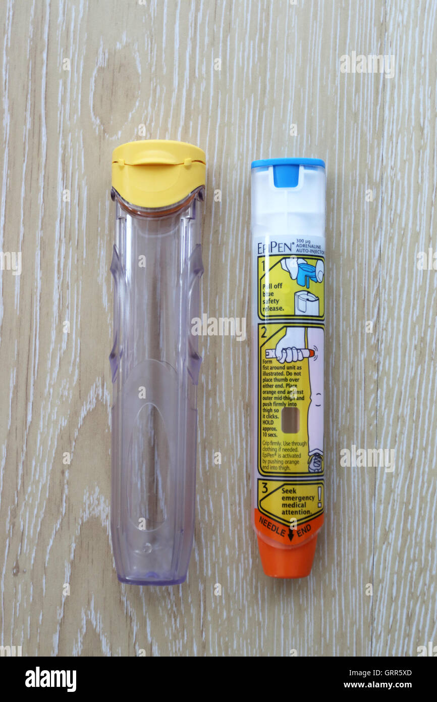 Close up image of adult EpiPen - Adrenalin injection for Anaphylaxis ...