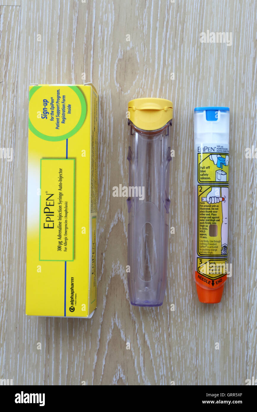 Close up image of adult EpiPen - Adrenalin injection for Anaphylaxis ...