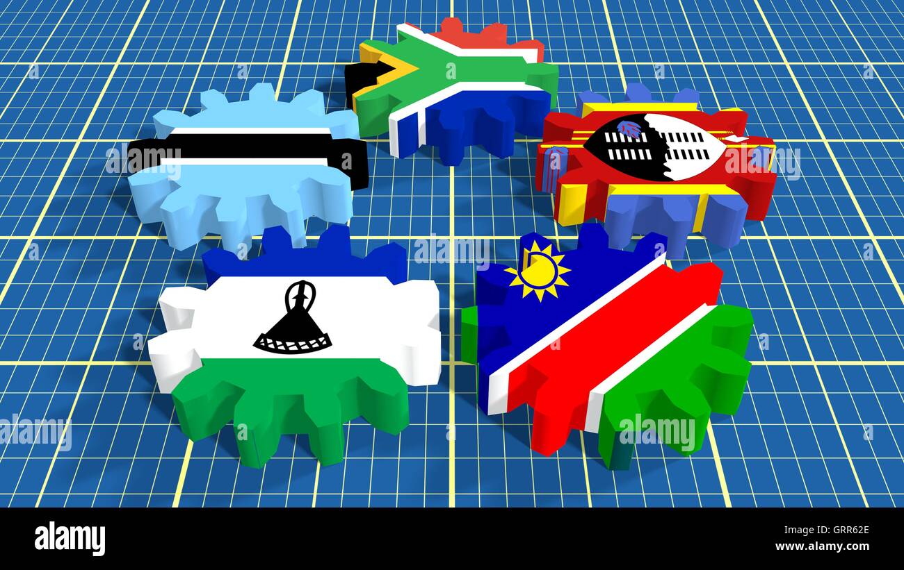 Southern African Customs Union members national flags Stock Photo - Alamy