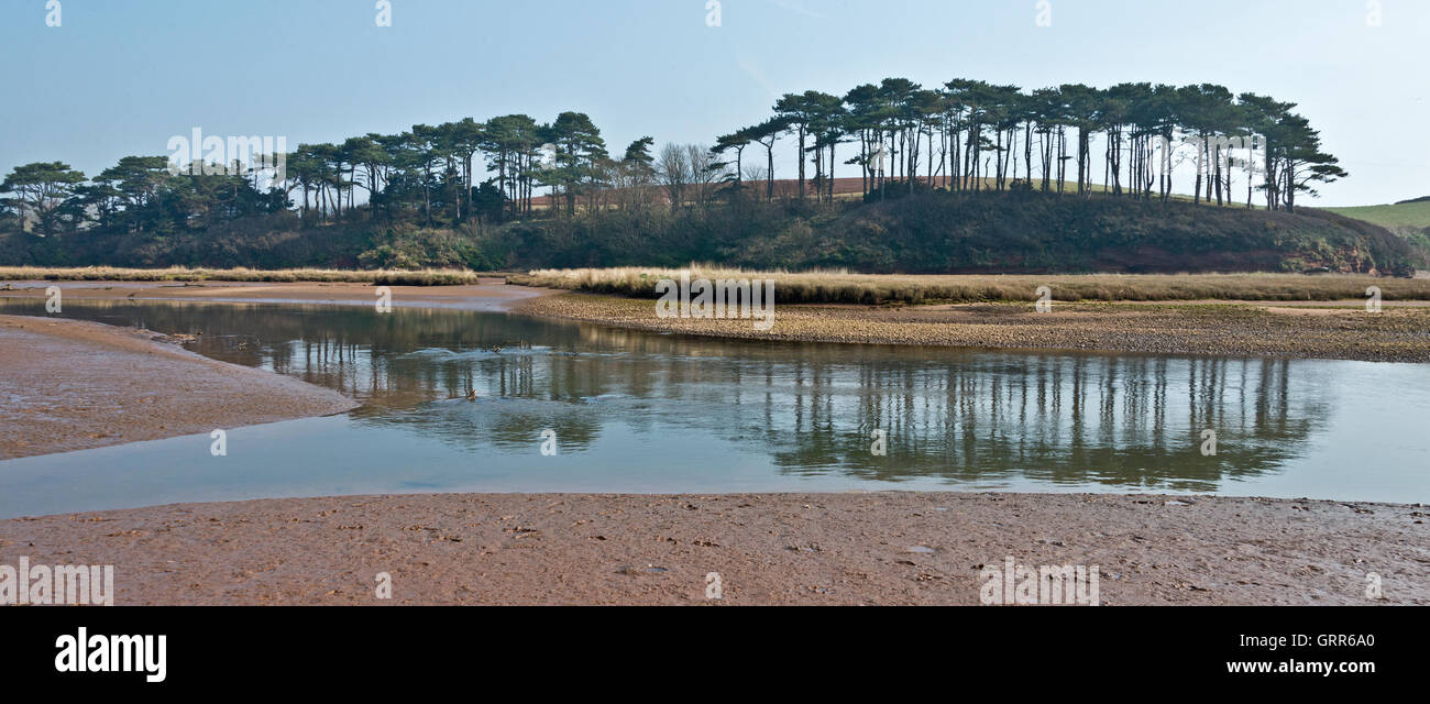 A view across the Otter Estuary Nature Reserve at Budleigh Salterton on ...