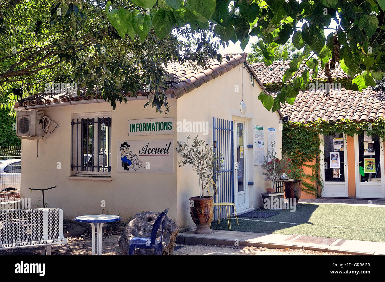 The reception desk of a French campsite in the French department of ...