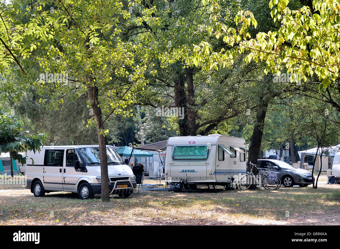 Life in holidays in a French campsite in the French department of Gard ...