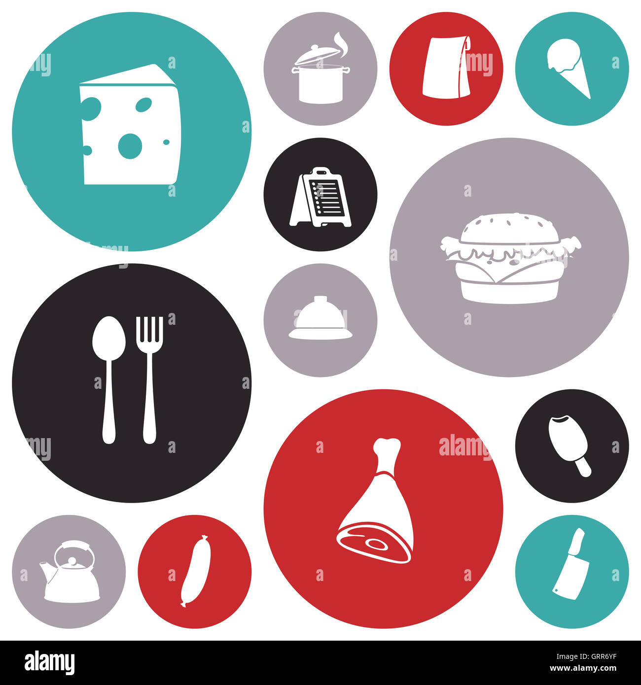 Flat design icons for food Stock Photo - Alamy