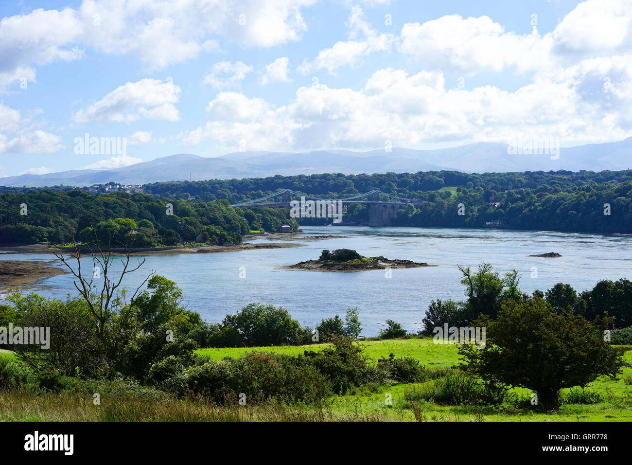 Menai Strait from Anglesey, North Wales, UK Stock Photo - Alamy