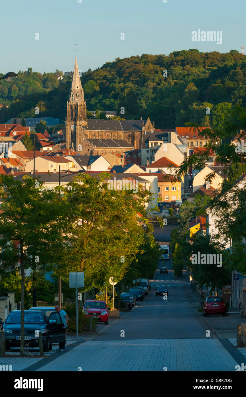 France, Moselle (57), Forbach downtown viewed from Bauer Street at ...