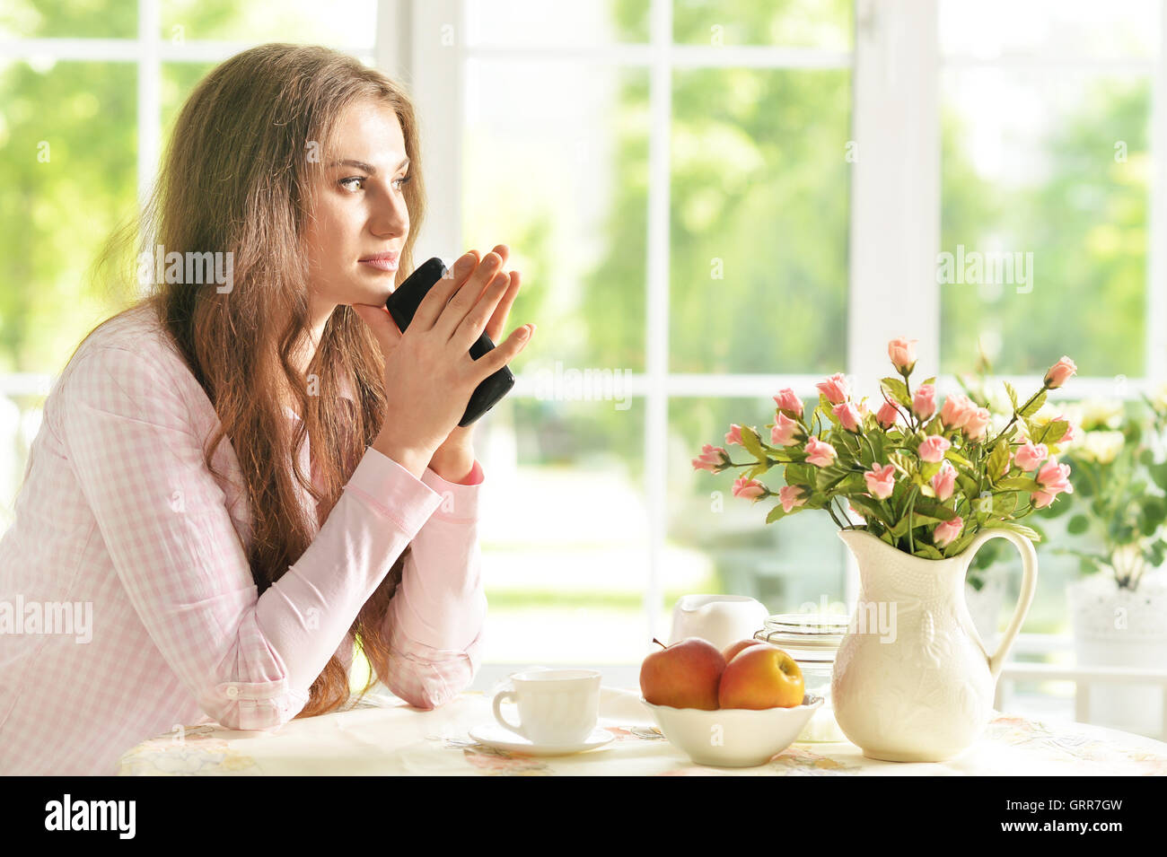 young woman with mobile phone Stock Photo - Alamy
