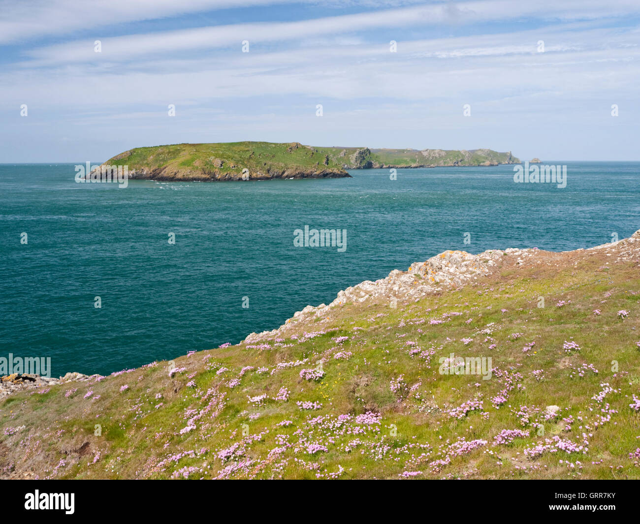 View from Wooltack Point to Skomer Island Marine Nature Reserve Stock ...