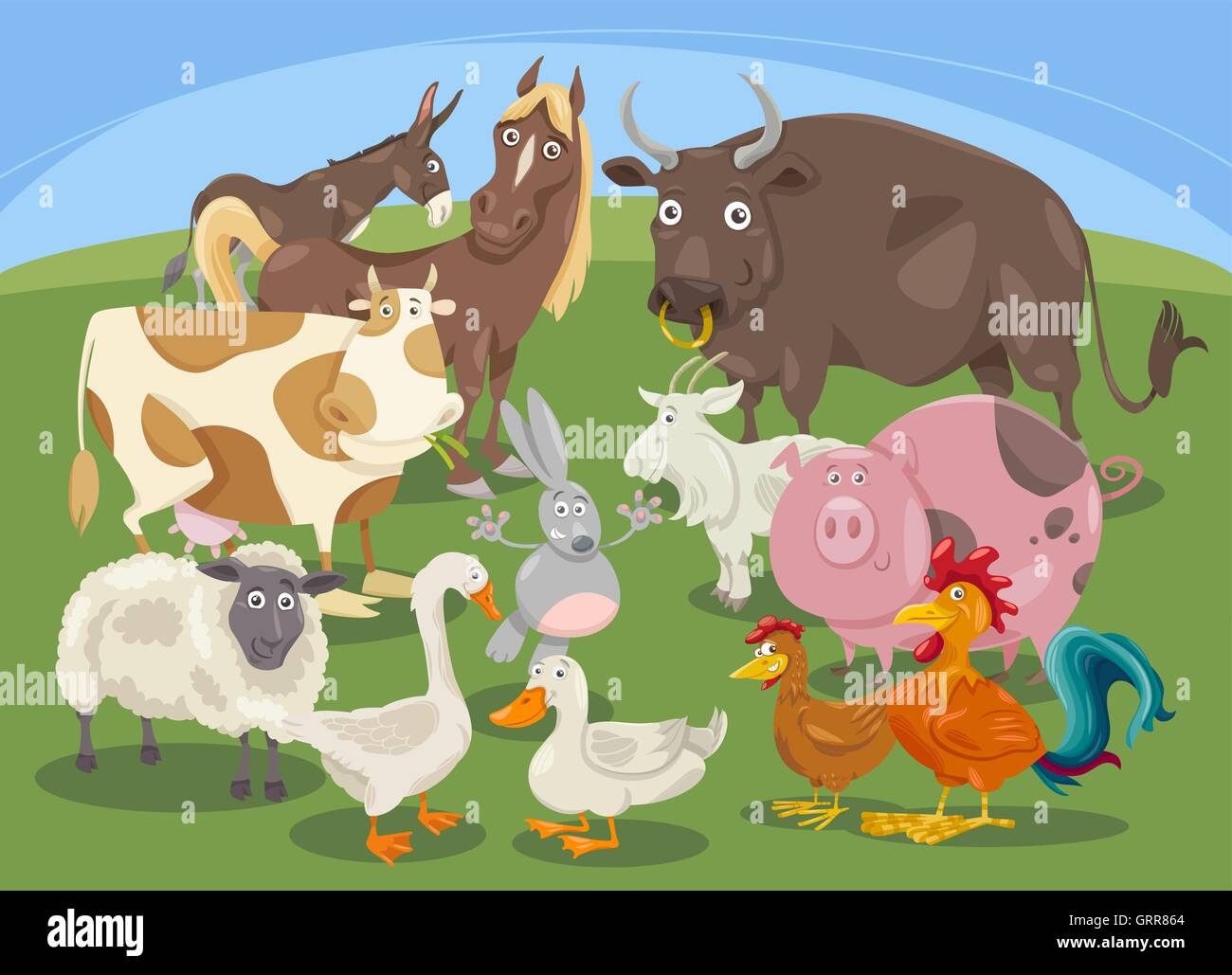 Cartoon Illustration of Farm Animal Characters Group Stock Vector Image ...
