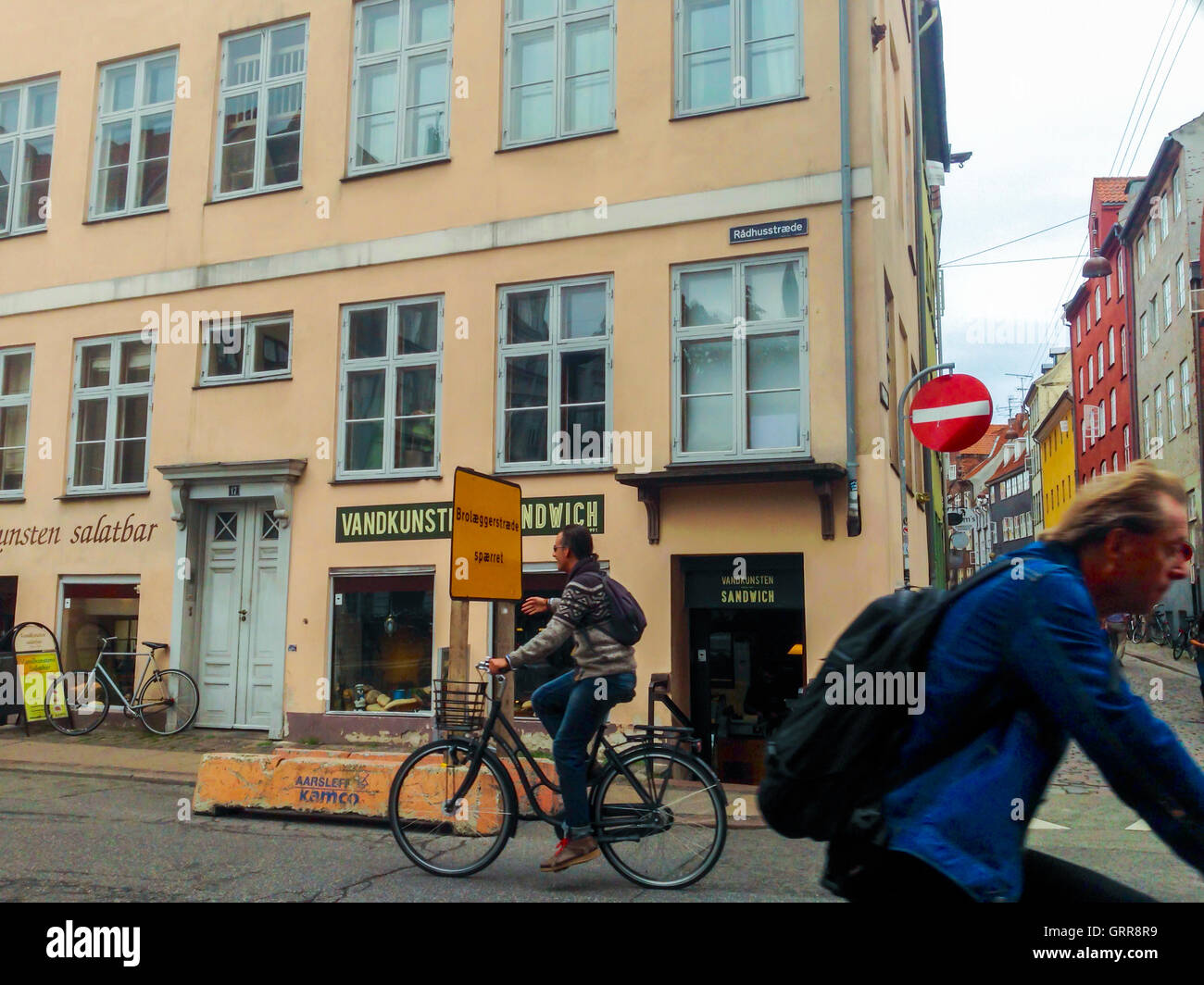 Copenhagen, Denmark, Danish People Bicycling on Street in City Center ...
