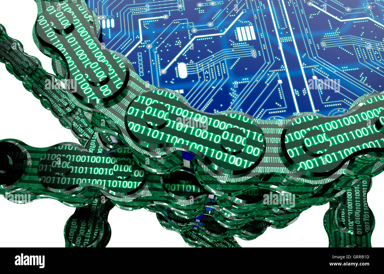 digital computer blockchain isolated on white, 3d illustration Stock ...