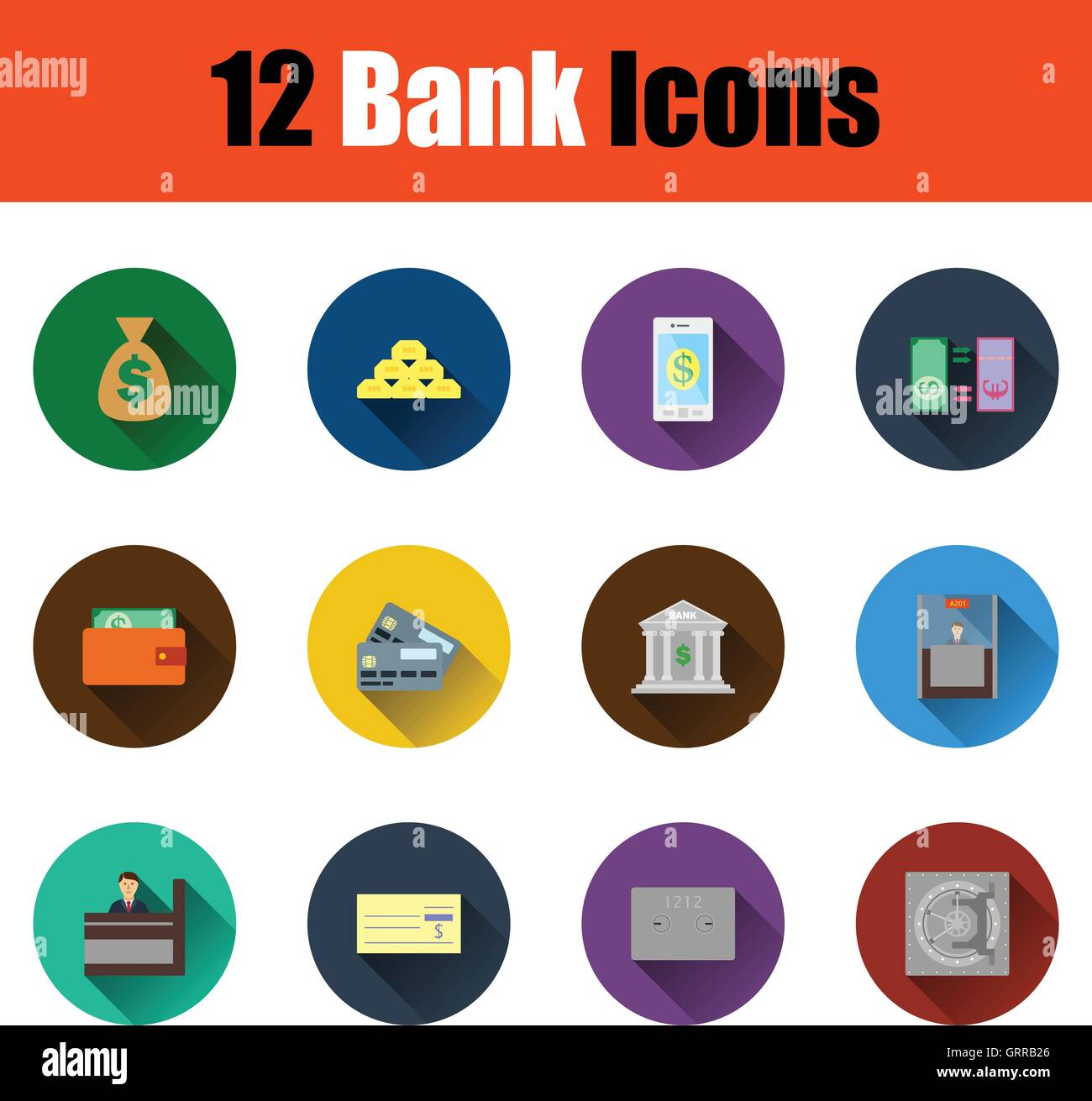 Flat design bank icon set in ui colors. Vector illustration Stock ...