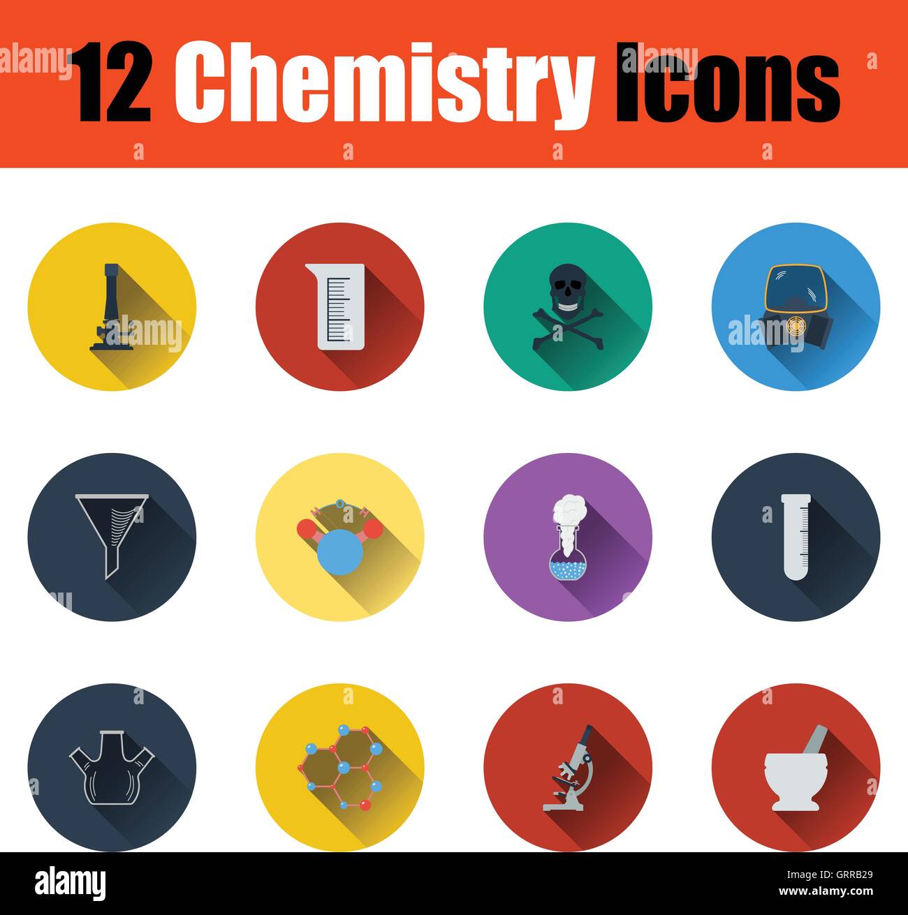 Flat design chemistry icon set in ui colors. Vector illustration Stock ...