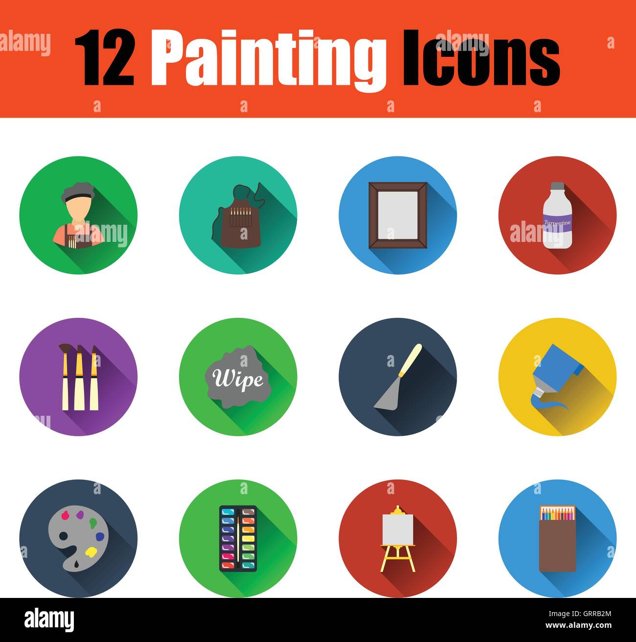 Set of painting icons in ui colors. Vector illustration Stock Vector ...