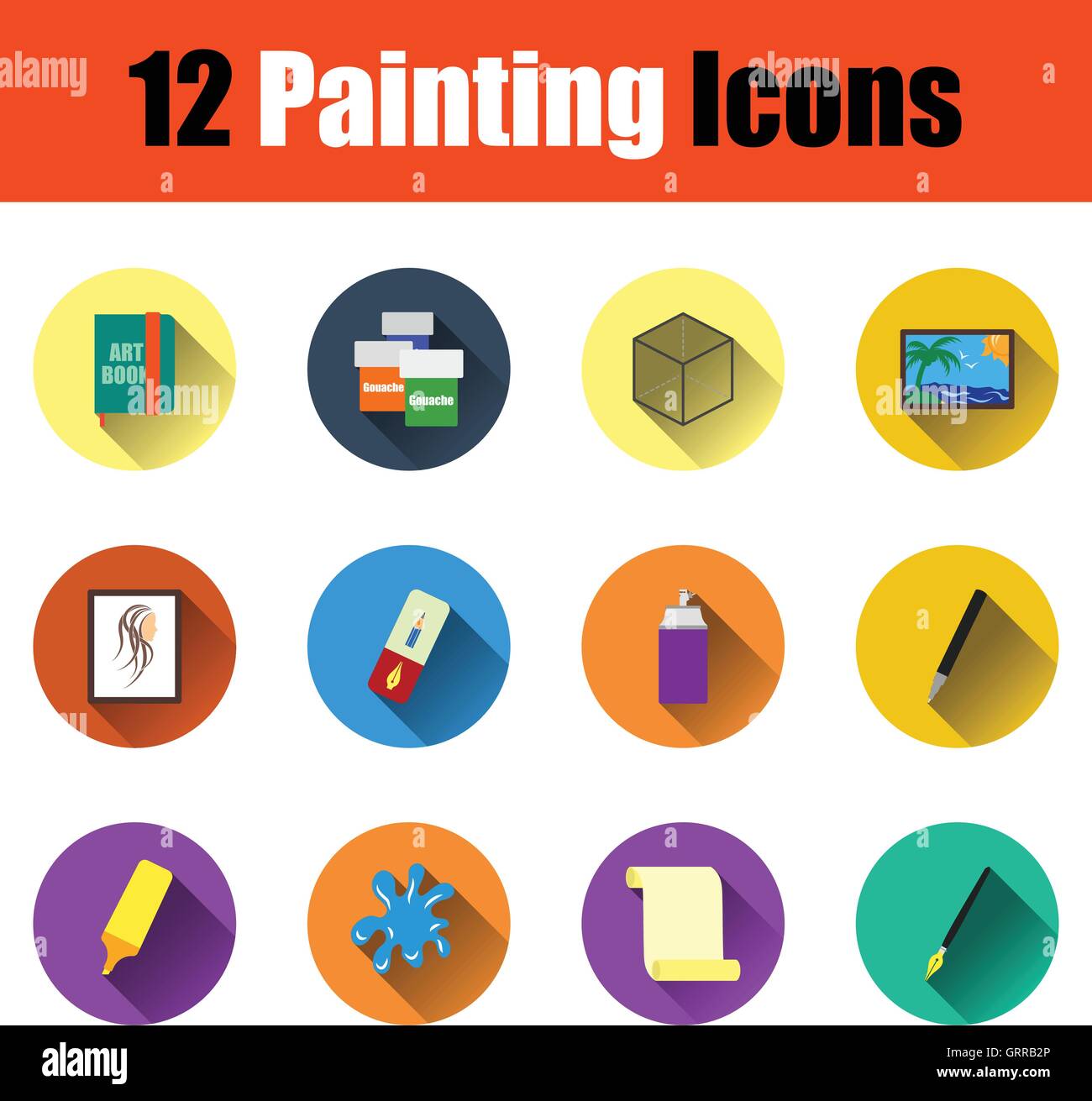 Set of painting icons in ui colors. Vector illustration Stock Vector ...