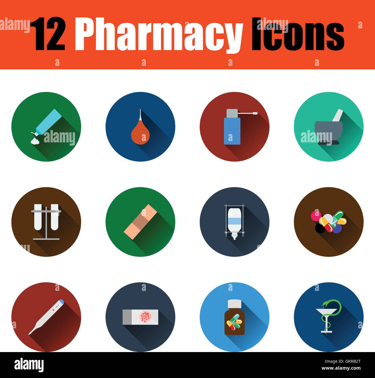 Set of twelve pharmacy icons. Vector illustration Stock Vector Image ...