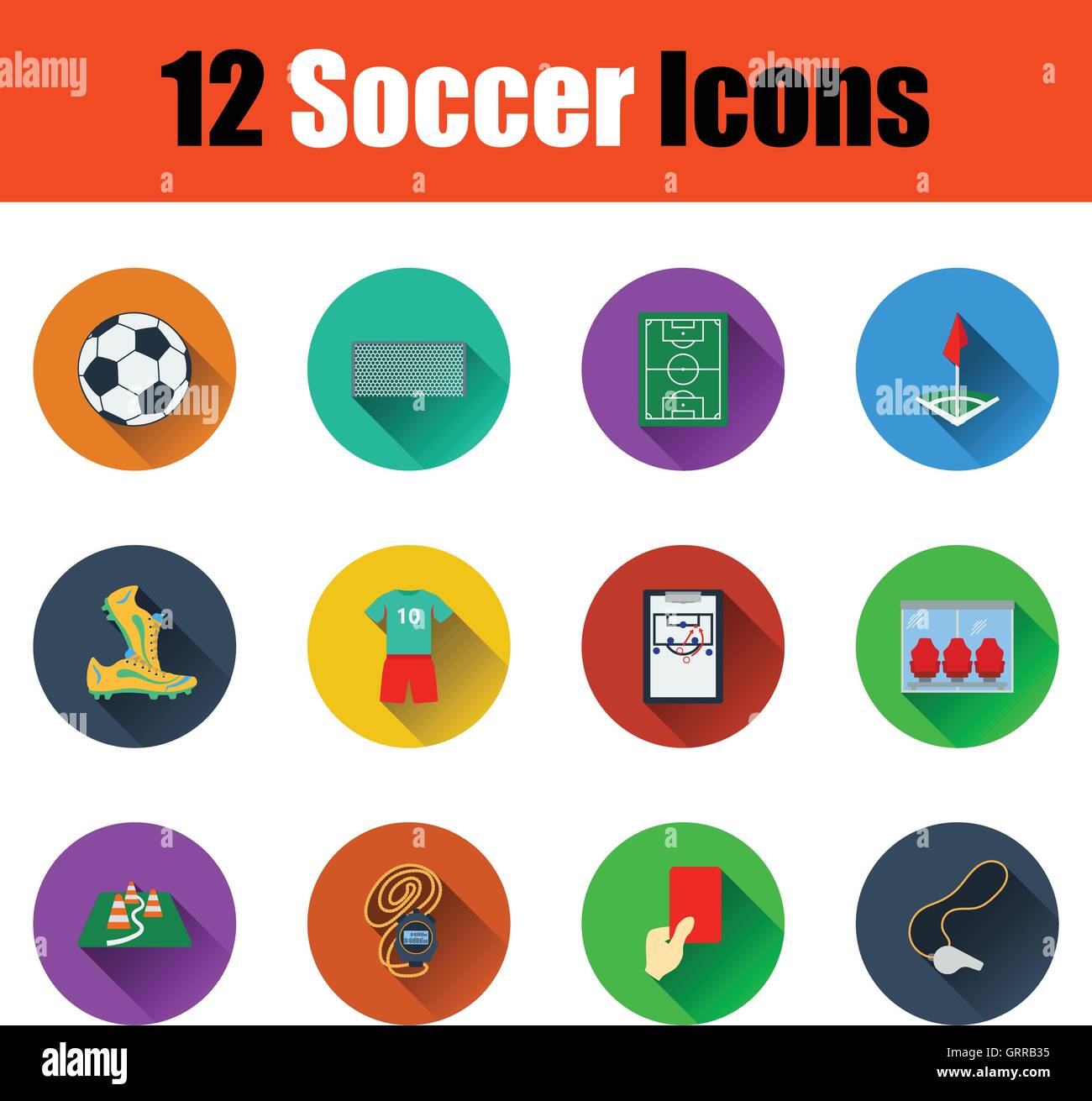Set of twelve soccer icon in ui colors. Vector illustration Stock ...