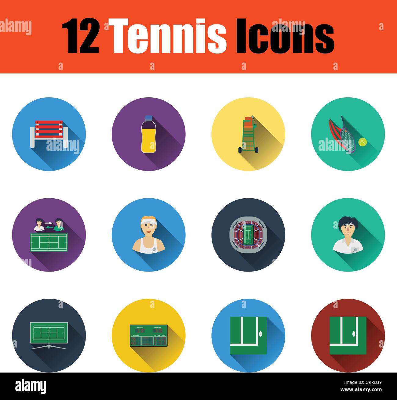 Flat design tennis icon set in ui colors. Vector illustration Stock ...