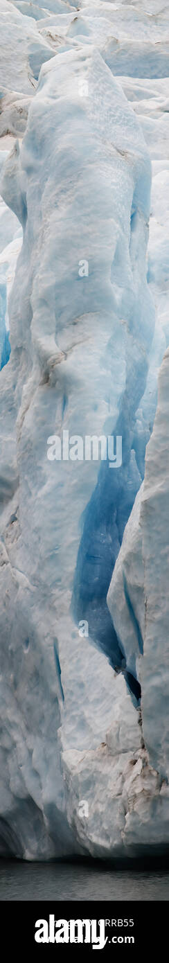 Deep blue of glacial ice reaches back into the depths of the glacier ...