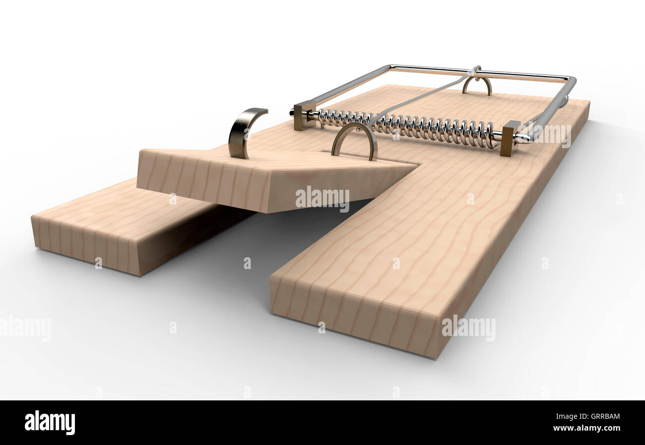 empty mouse trap isolated on white, 3d illustration Stock Photo - Alamy