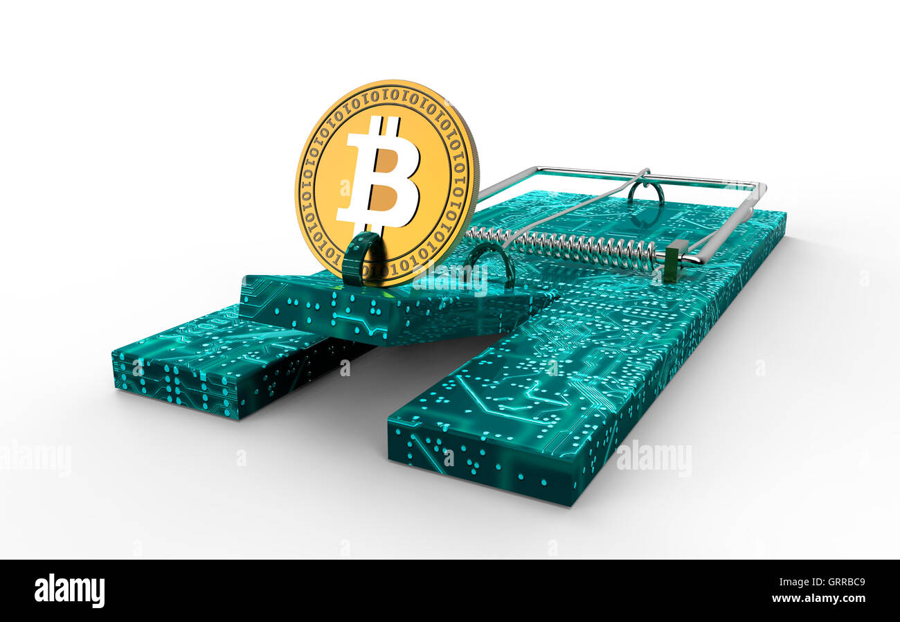 mouse trap with bitcoin as bait isolated, 3d illustration Stock Photo ...