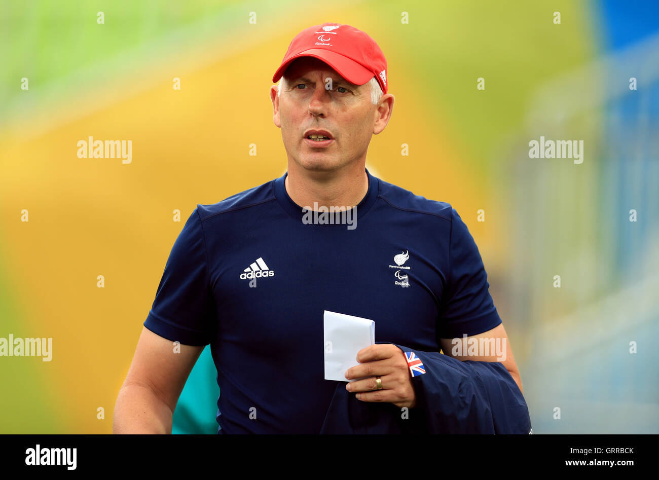 Great Britain's coach Keith Webb during the Men's 7 a side Football at ...