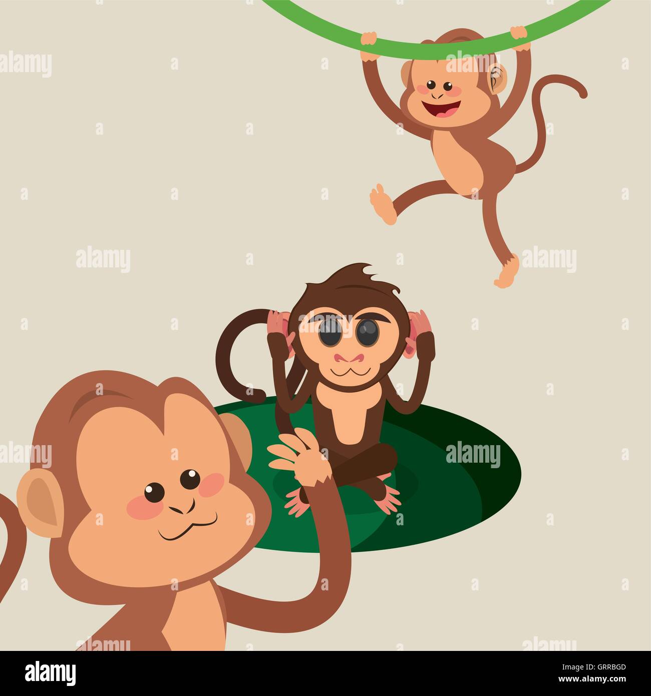 jungle monkeys cartoon Stock Vector Image & Art - Alamy