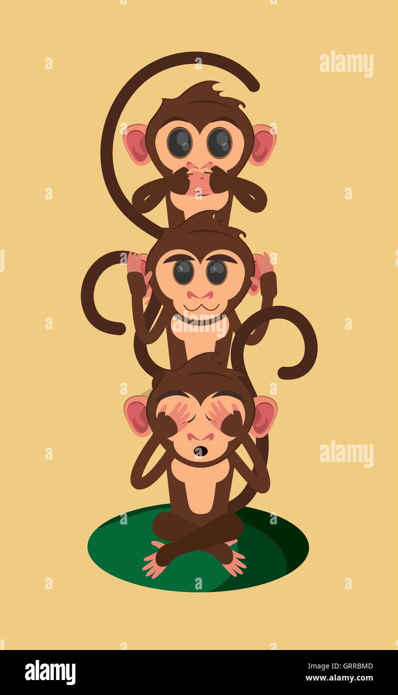 three wise monkeys cartoon Stock Vector Image & Art - Alamy