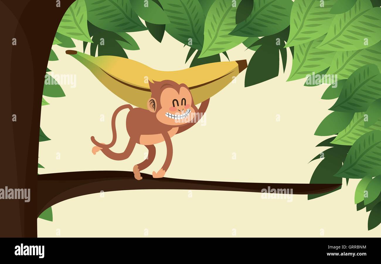 jungle monkey cartoon Stock Vector Image & Art - Alamy