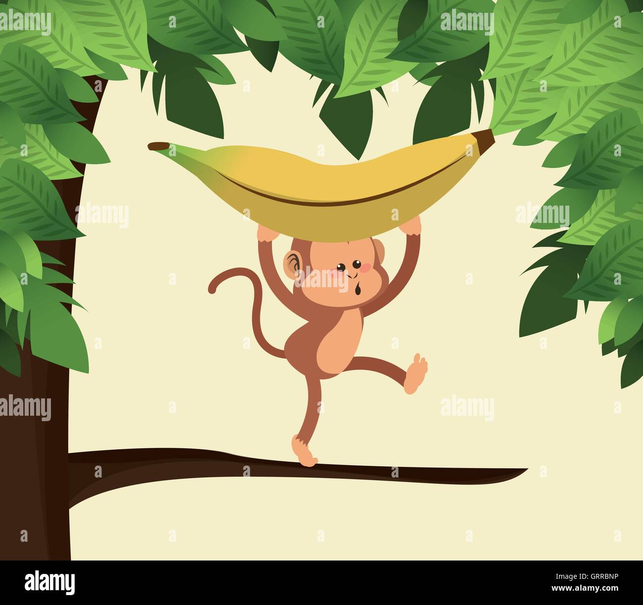 jungle monkey cartoon Stock Vector Image & Art - Alamy