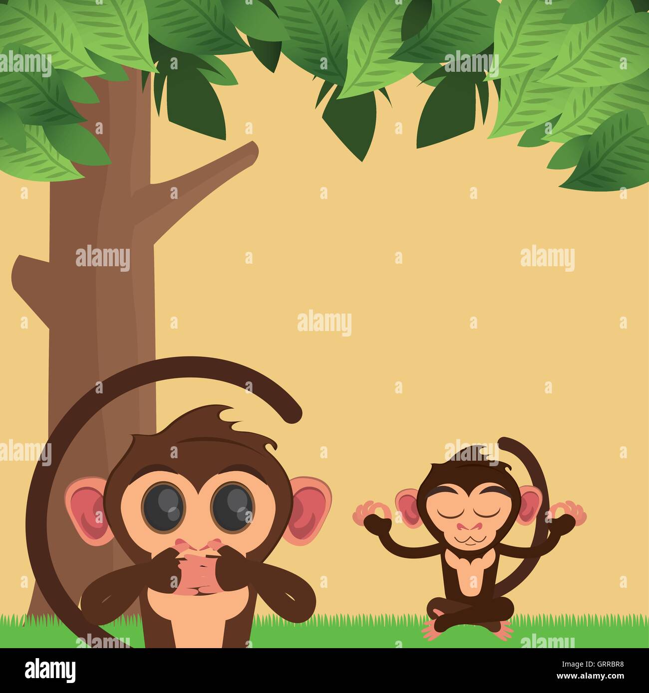 jungle monkeys cartoon Stock Vector Image & Art - Alamy