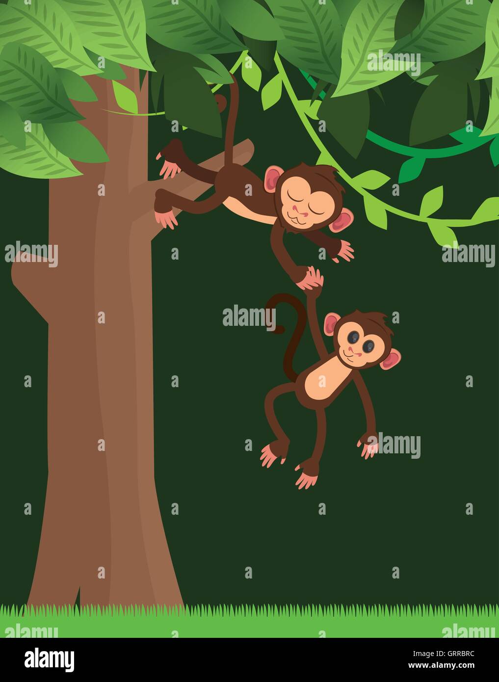 jungle monkeys cartoon Stock Vector Image & Art - Alamy