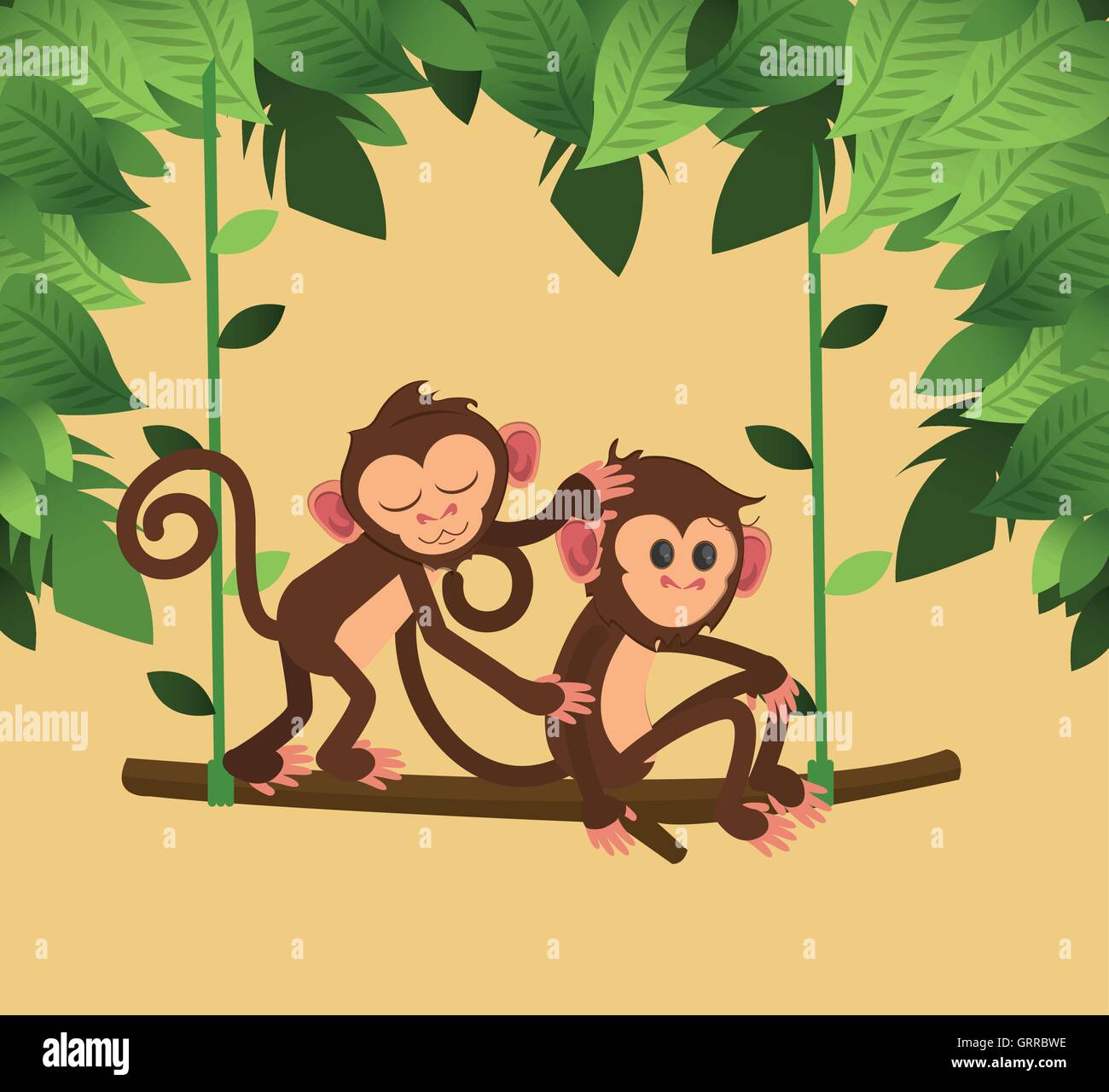 jungle monkeys cartoon Stock Vector Image & Art - Alamy