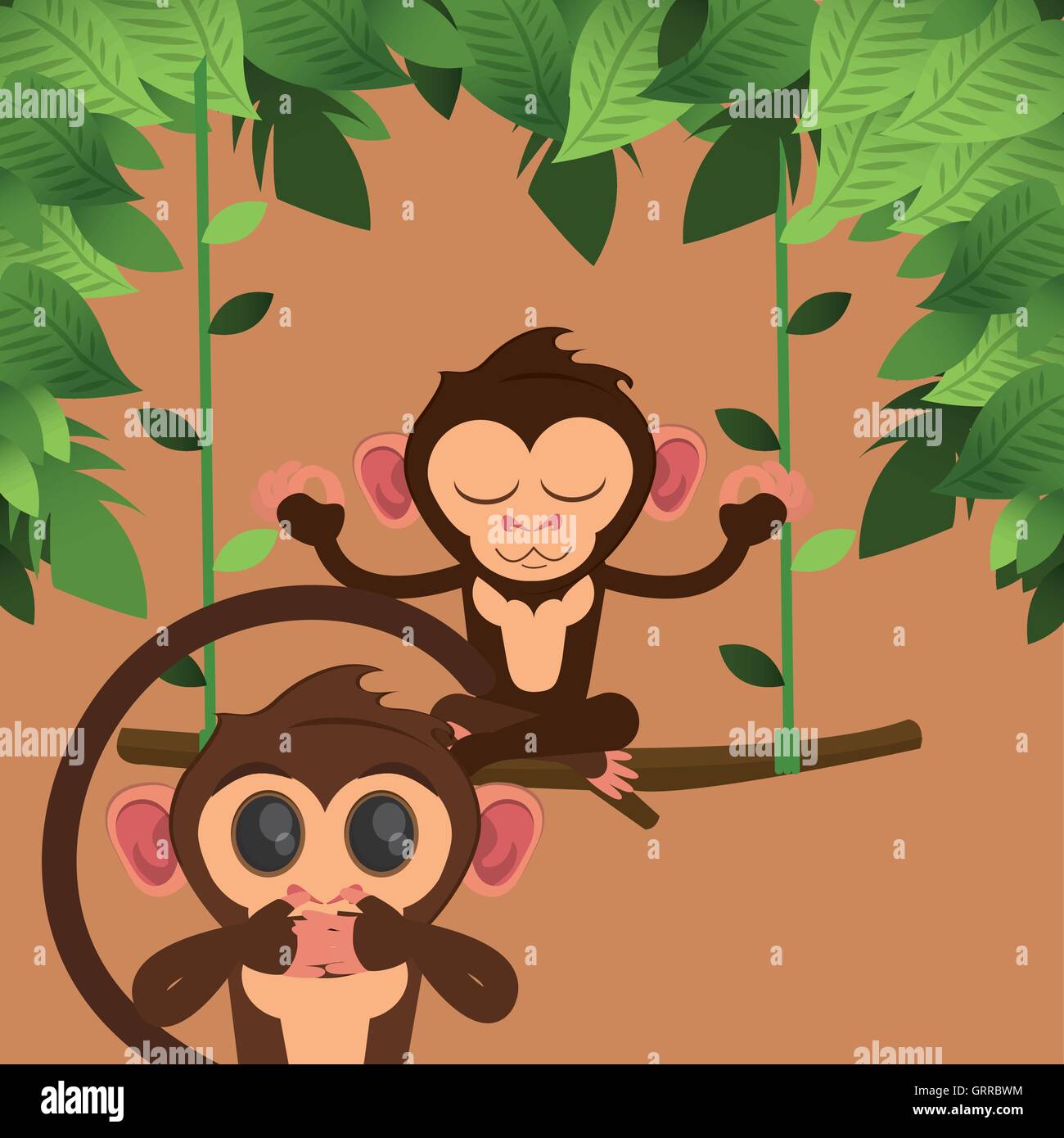 jungle monkeys cartoon Stock Vector Image & Art - Alamy