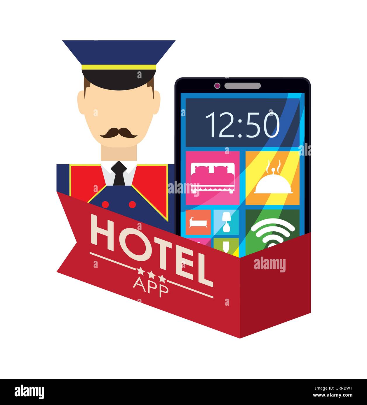 Bellboy smartphone and hotel digital apps design Stock Vector Image & Art - Alamy
