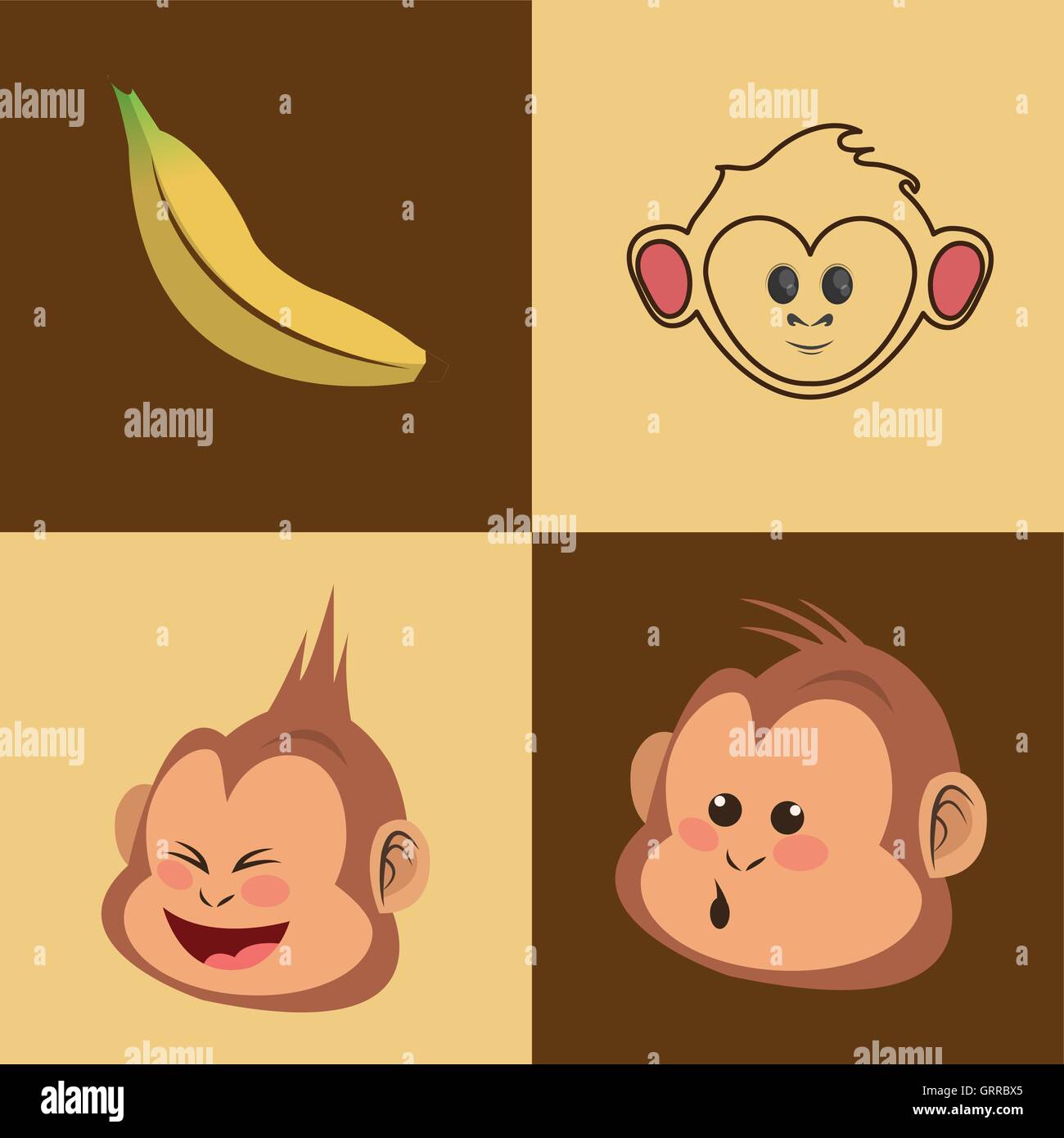 jungle monkey cartoon Stock Vector Image & Art - Alamy