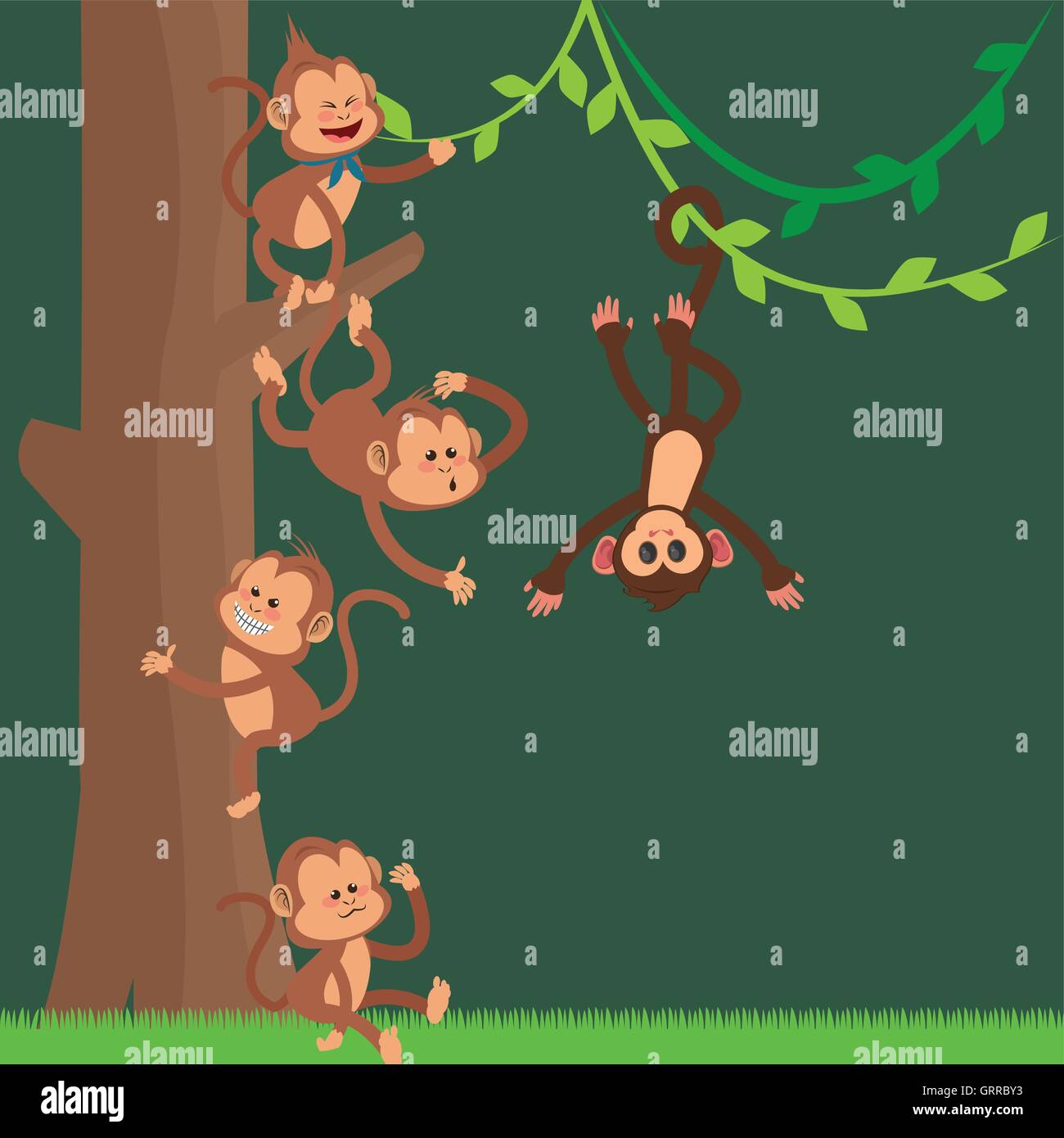 jungle monkeys cartoon Stock Vector Image & Art - Alamy