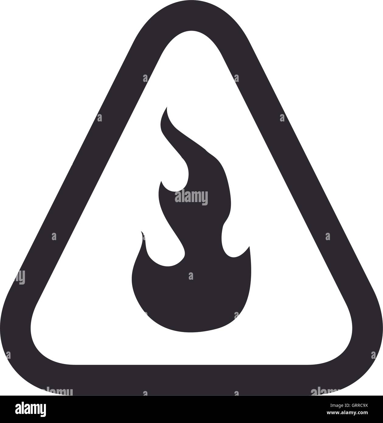 flame road sign triangle warning icon. Vector graphic Stock Vector ...