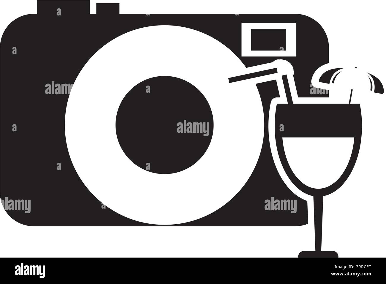 photographic camera and tropical cocktail icon Stock Vector Image & Art ...