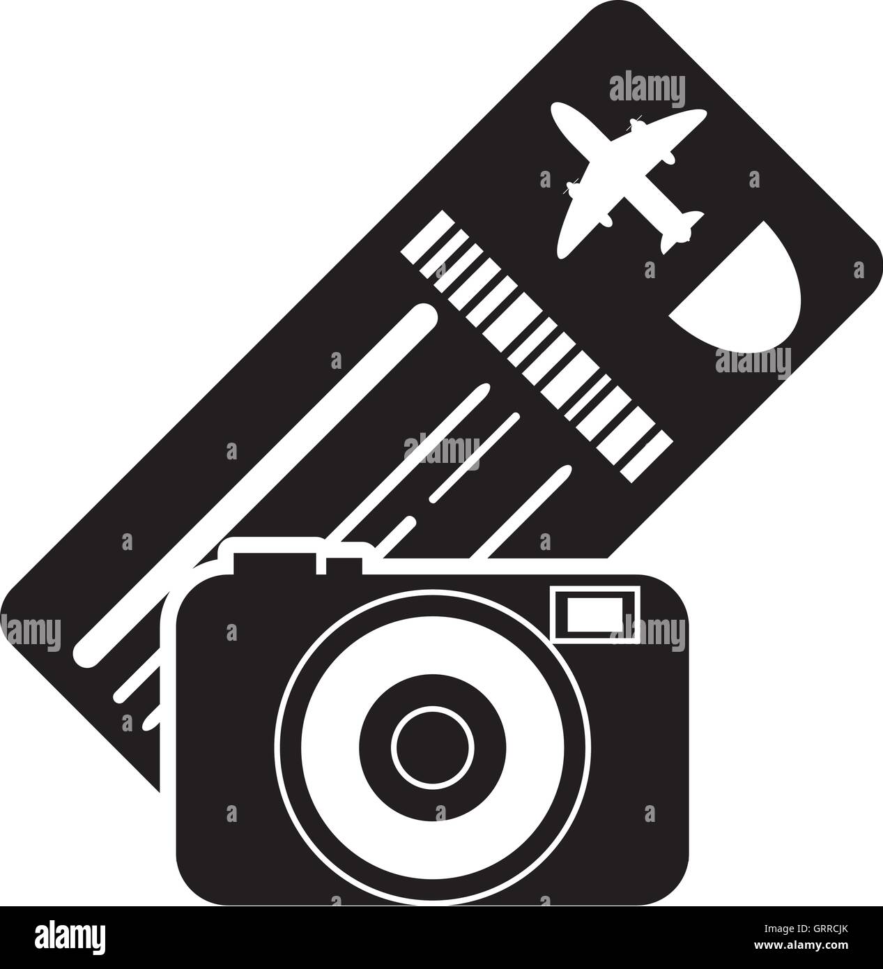 boarding pass or ticket and camera icon Stock Vector Image & Art - Alamy