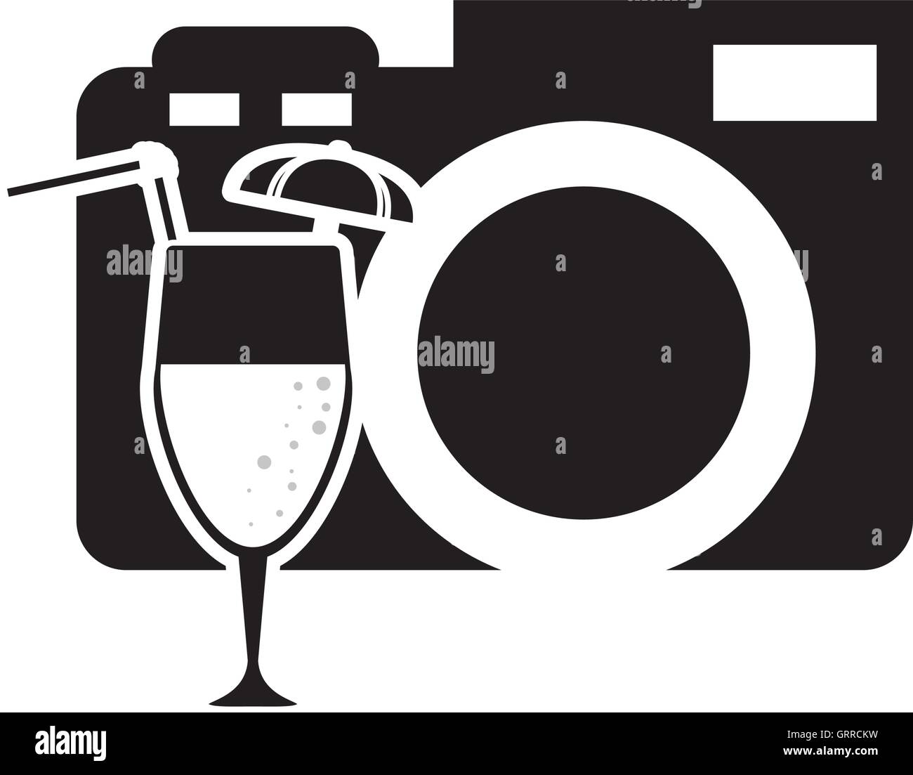 photographic camera and tropical cocktail icon Stock Vector Image & Art ...