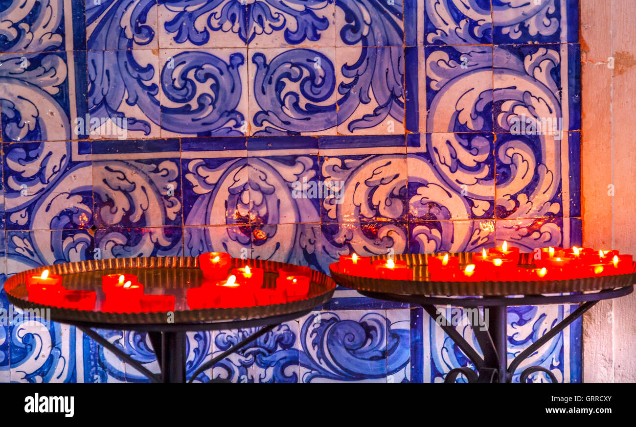 Red Candles Blue Tiles Santa Maria Church Igreja de Santa Maria ...