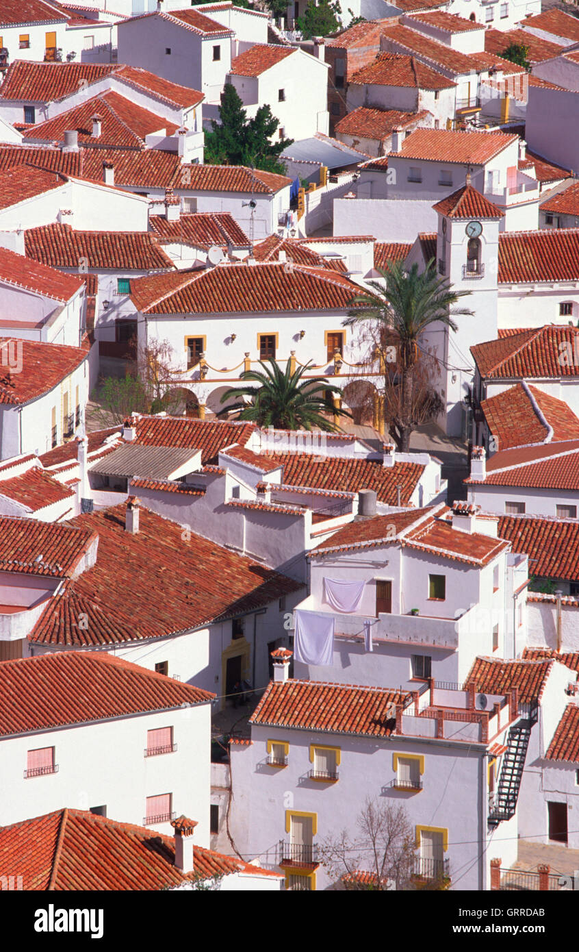 White village and red pantiles of Casares, Andalusia, Spain Stock Photo ...