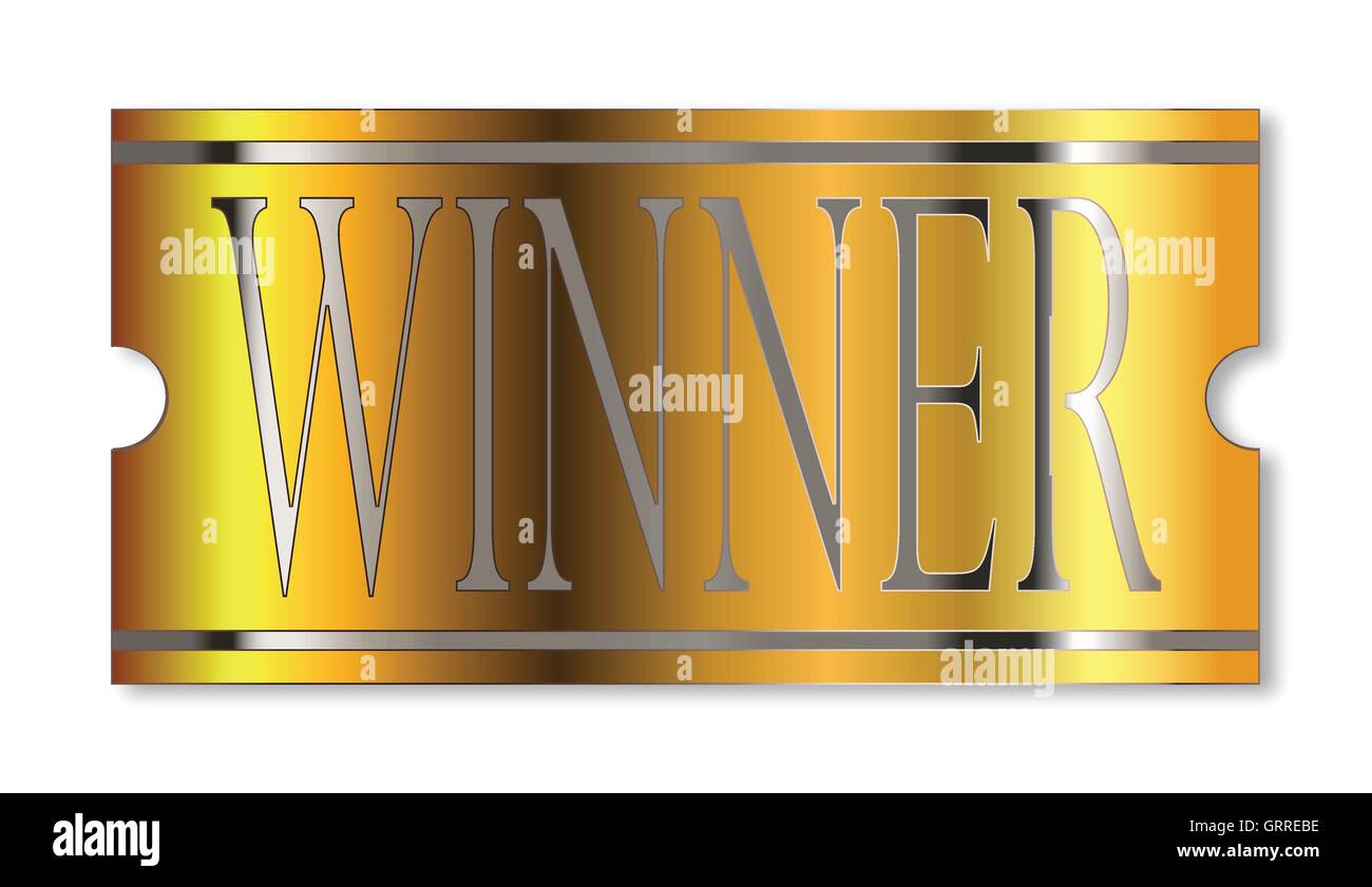 The winning ticket in gold and silver over a white background Stock ...