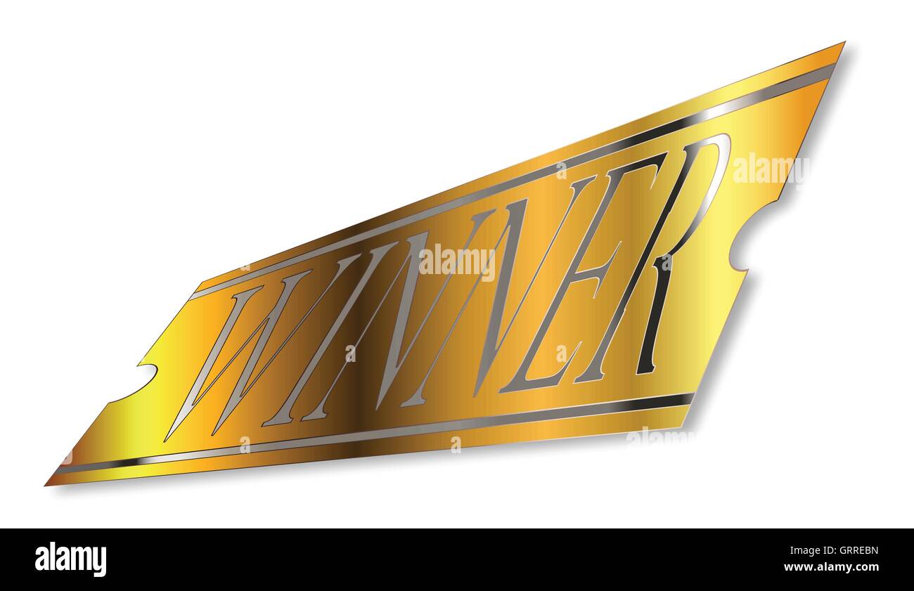 The winning ticket in gold and silver over a white background Stock ...