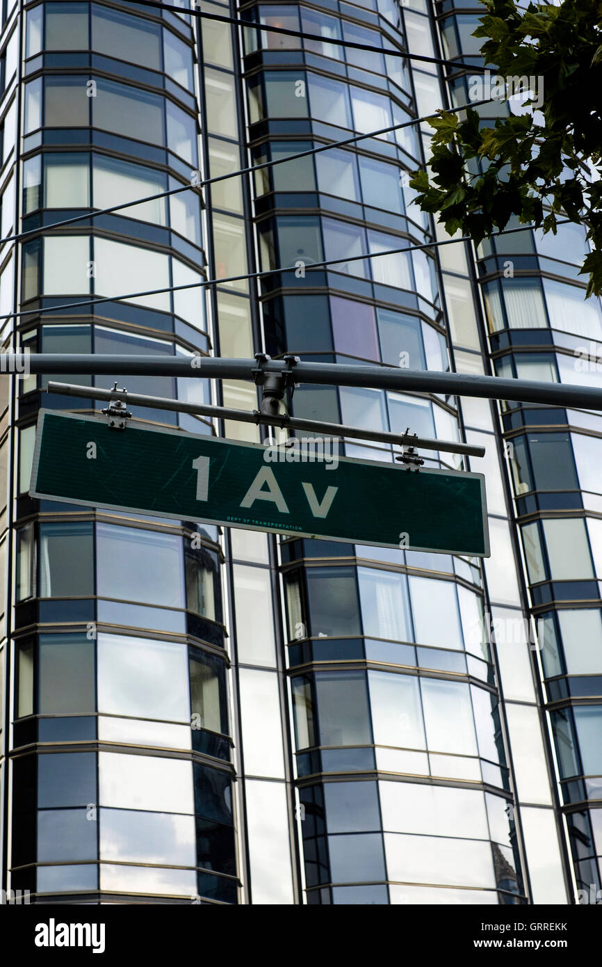 A 1 Av, First Avenue street sign Stock Photo - Alamy