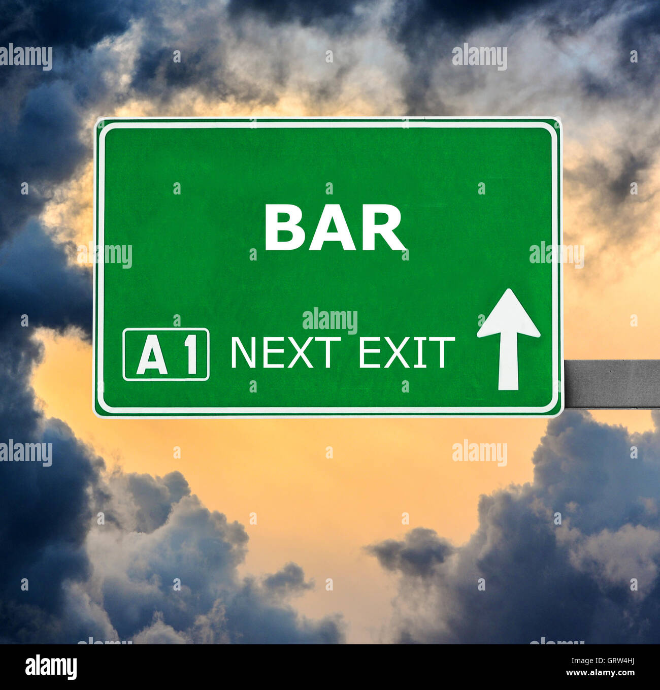 BAR road sign against clear blue sky Stock Photo - Alamy