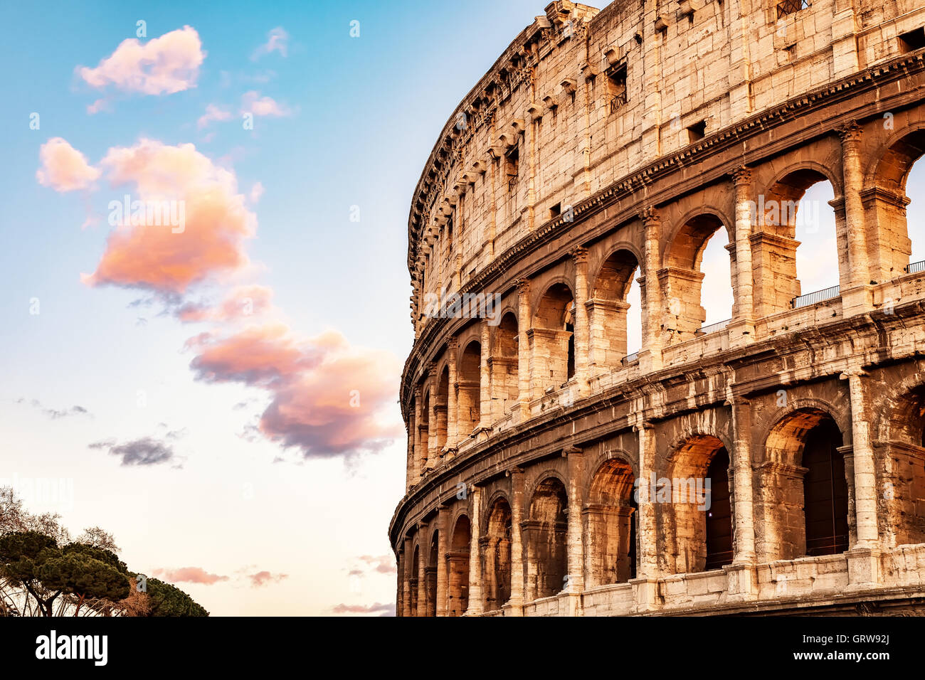 Colosseum at sunset Stock Photo - Alamy