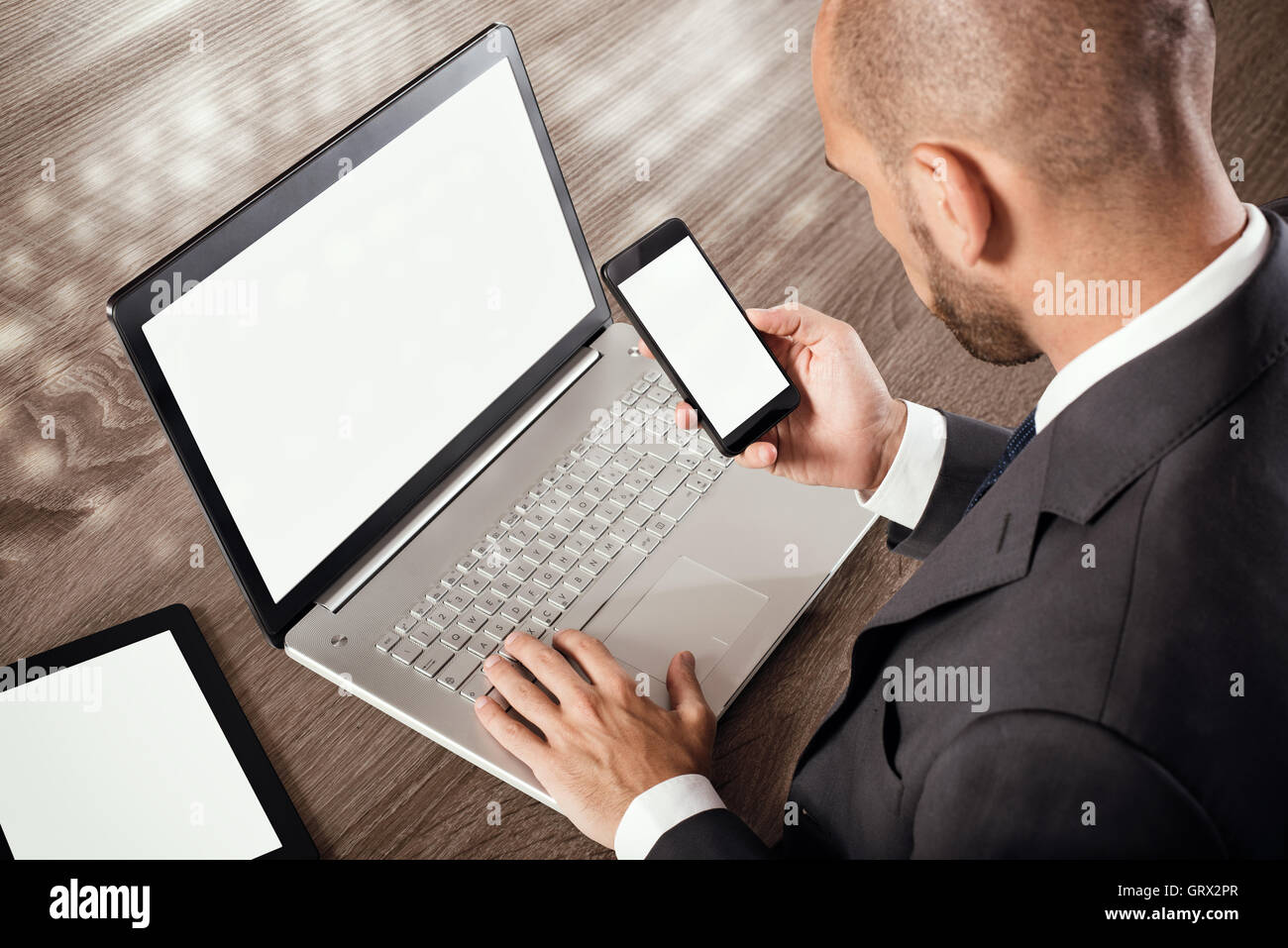 Pc businessman office not thinking hi-res stock photography and images ...