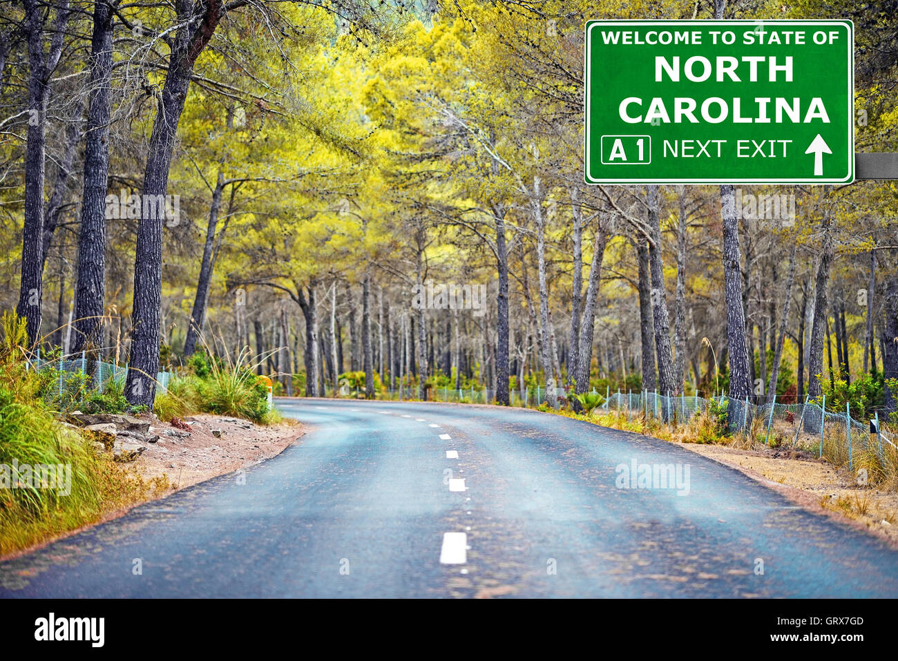 NORTH CAROLINA road sign against clear blue sky Stock Photo - Alamy